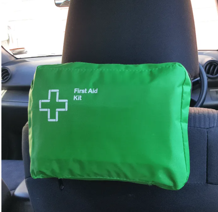 First Aid Bag Medium Green with 2 fold outs, sewn Velcro to Back to he ...