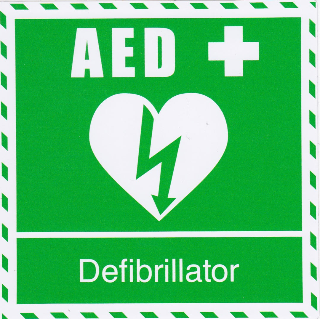 AED Defibrillator Sticker 100mm x 100mm – ProMed Supplies
