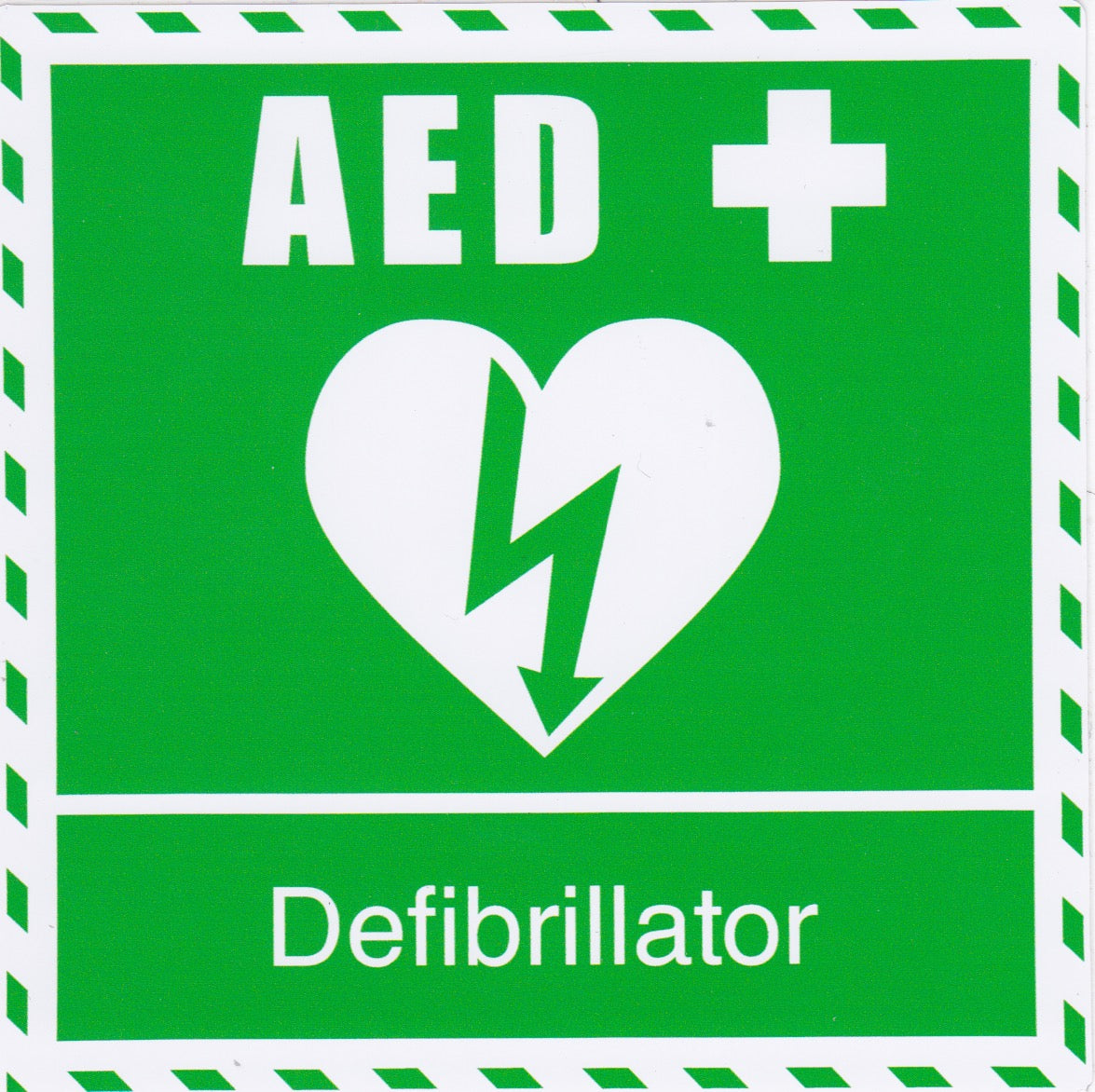 AED Defibrillator Sticker 100mm x 100mm – ProMed Supplies